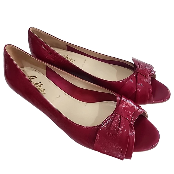 Butter | Shoes | Butter Peep Toe Low Wedge Slip On Shoes Bow Raspberry ...